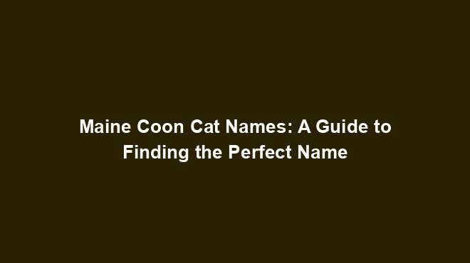 Maine Coon Cat Names: A Guide to Finding the Perfect Name - Cat Names ...
