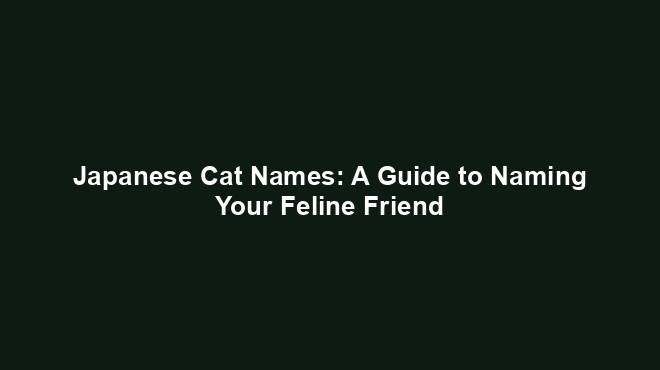 Japanese Cat Names: A Guide to Naming Your Feline Friend - Cat Names Finder